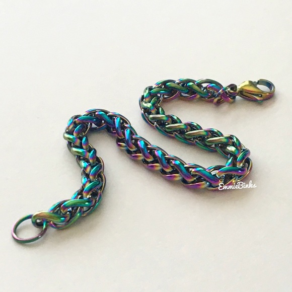 Jewelry | New Vibrant Stainless Steel Oil Slick Holographic Chain ...